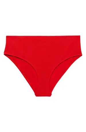 Mango Ribbed High-waist Bikini Bottom - Red