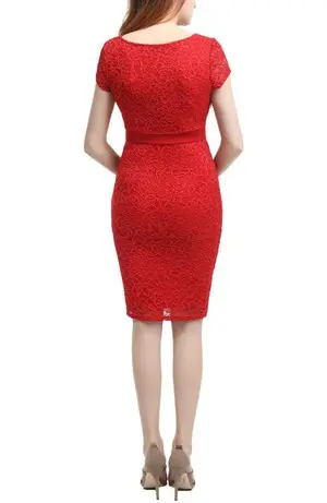 KIMI + KAI Lace Maternity Midi Dress