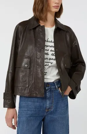 Max Mara Berbice Oversize Leather Jacket