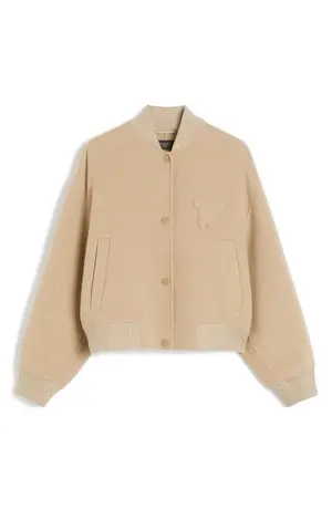 Max Mara Zelante Virgin Wool Blend Bomber Jacket