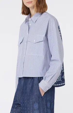 Max Mara Doria Stripe Colorblock Button-up Shirt