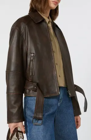 Max Mara Egizio Leather Moto Jacket