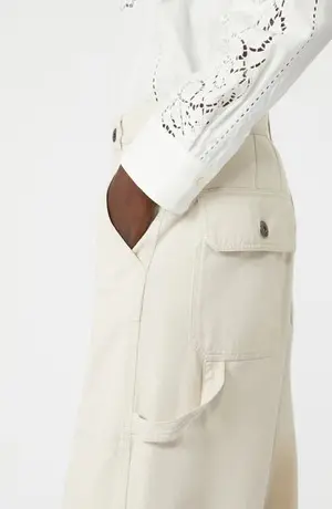 Max Mara Caronte Wide Leg Cotton Twill Carpenter Pants