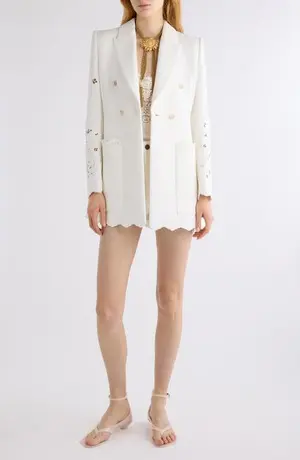Chloé Eyelet Floral Jacquard Double-breasted Jacket