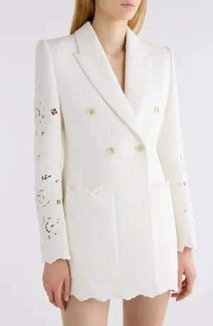 Chloé Eyelet Floral Jacquard Double-breasted Jacket