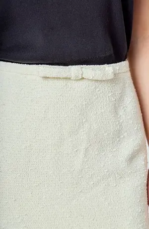 Endless Rose Tweed Miniskirt With Bow Detail - Ivory