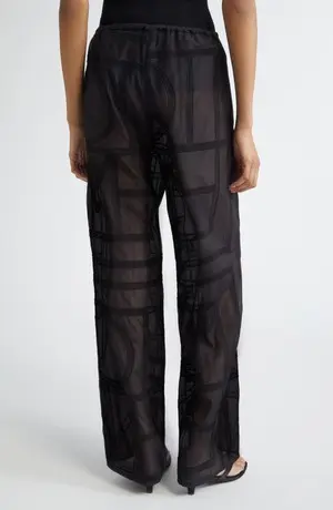 TOTEME Monogram Open Stitch Organic Cotton & Silk Pj Bottoms - Black