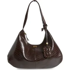 Ganni Croc Effect Shoulder Bags