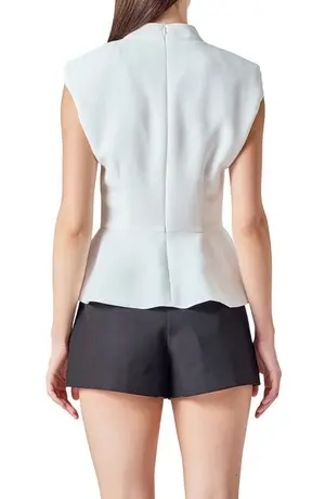 Endless Rose Mock Neck Sleeveless Peplum Top