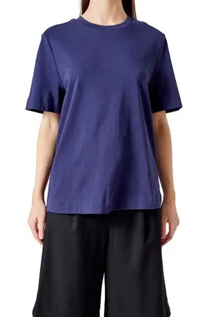 Endless Rose Cotton T-shirt - Navy