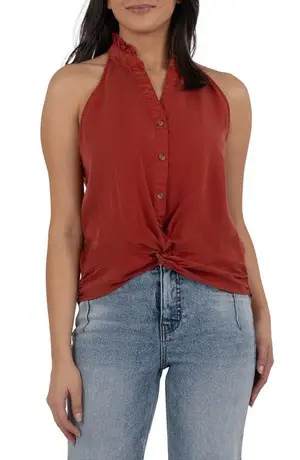 Kut From The Kloth Hester Twist Sleeveless Button-up Top