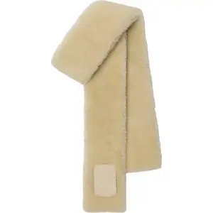 Burberry Narrow Label Shearling Scarf - Beige