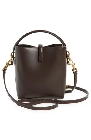 Saint Laurent Mini Le 37 Leather Bucket Bag - Dark Sweet Choco
