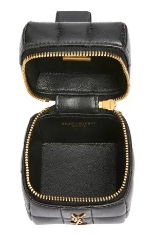 Saint Laurent Mini Cassandre Matelassé Carré Leather Wristlet - Noir