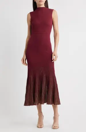 Moon River Ribbed Sleeveless Sweater Dress
