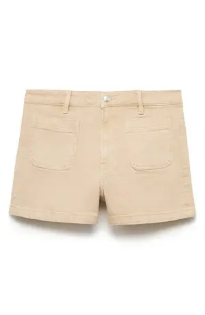 Mango High Waist Patch Pocket Denim Shorts