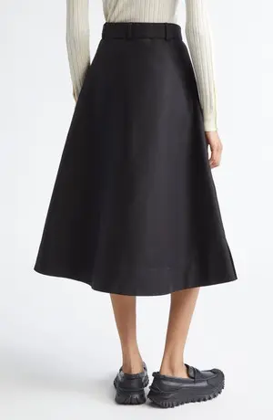 Moncler Belted A-line Midi Skirt - Black