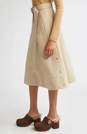 Moncler Belted A-line Skirt - Light Mud