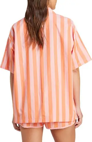 Adidas Resort Cotton Button-up Shirt - Pink Spark/solar Orange