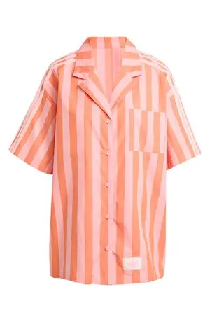 Adidas Resort Cotton Button-up Shirt - Pink Spark/solar Orange