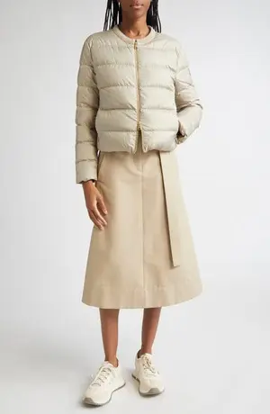 Moncler Mauvezin Mixed Media Down Puffer Jacket - Pebble
