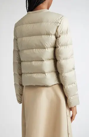 Moncler Mauvezin Mixed Media Down Puffer Jacket - Pebble