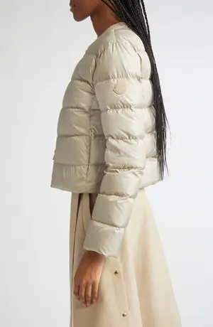 Moncler Mauvezin Mixed Media Down Puffer Jacket - Pebble