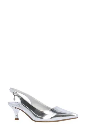 J. Reneé Ferryanne Pointed Toe Slingback Pumps - Silver