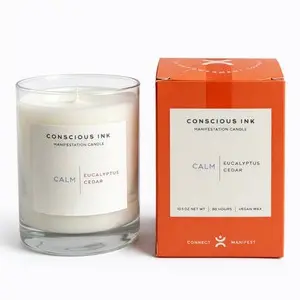 CONSCIOUS INK Calm Eucalyptus + Cedar Manifestation Candle + Ink - White