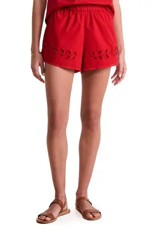 Vineyard Vines Embroidered Eyelet Cotton Pull-on Shorts - Lighthouse Red