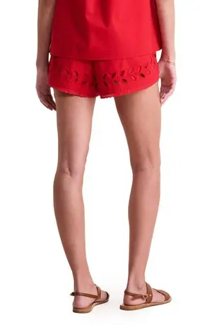Vineyard Vines Embroidered Eyelet Cotton Pull-on Shorts - Lighthouse Red