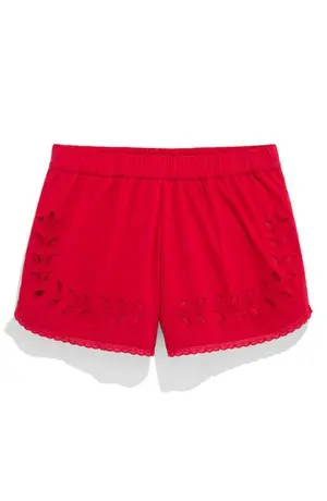 Vineyard Vines Embroidered Eyelet Cotton Pull-on Shorts - Lighthouse Red