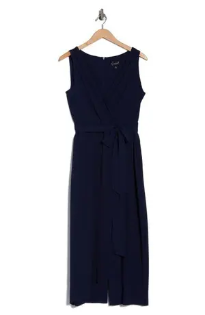CONNECTED APPAREL Wrap-front Jumpsuit - Navy