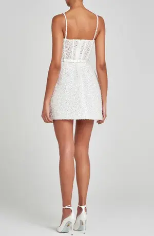 NADINE MERABI Alice Embellished Belted Cocktail Minidress