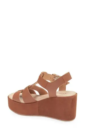 Cordani Jordynn Ankle Strap Platform Wedge Sandal - Cuoio