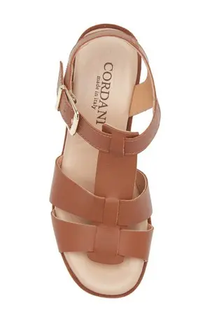 Cordani Jordynn Ankle Strap Platform Wedge Sandal - Cuoio