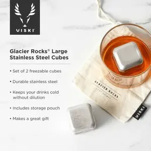 VISKI Set Of 2 Glacier Rocks Stainless Steel Cubes