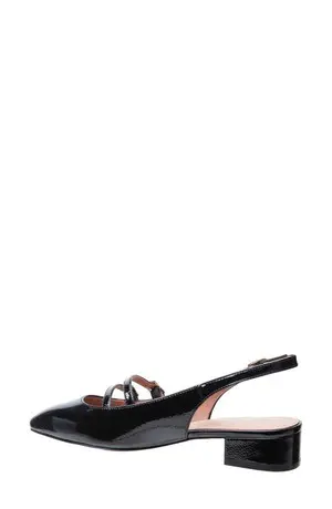 Linea Paolo Cassianx Slingback Mary Jane Pumps - Black Wrinkle Patent