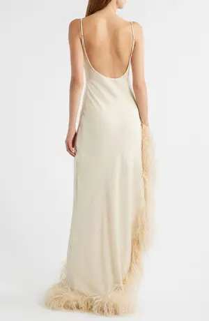 DELFI COLLECTIVE Jacqueline Feather Slit Gown