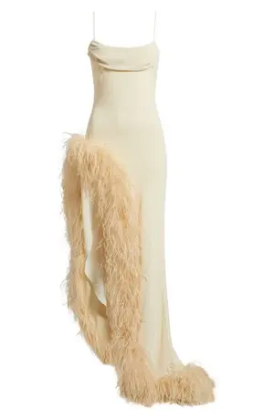 DELFI COLLECTIVE Jacqueline Feather Slit Gown