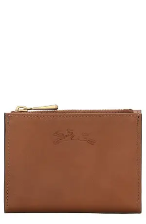 Longchamp Compact Épure Timeless Leather Trifold Wallet - Cognac