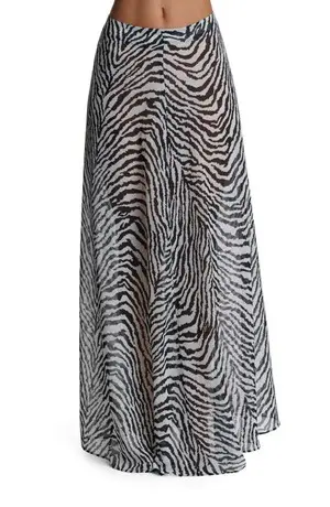 Naked Wardrobe Chiffon A-line Maxi Skirt - Zebra White/black
