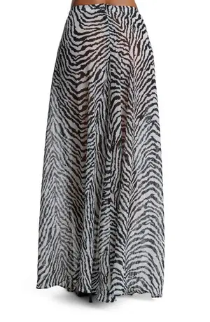 Naked Wardrobe Chiffon A-line Maxi Skirt - Zebra White/black
