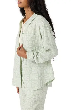 O'Neill Leni Geo Print Oversize Crinkle Button-up Shirt
