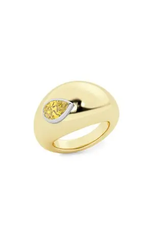 HAUTECARAT Dome Ring With Lab-grown Diamond - 18k Yellow/blackened Gold
