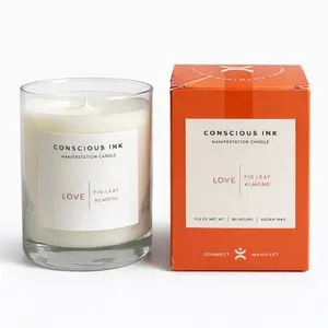 CONSCIOUS INK Love Fig Leaf + Almond Manifestation Candle + Ink - White