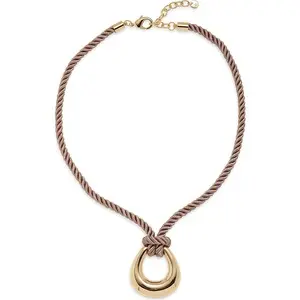 Nordstrom Open Pendant Cord Necklace - Natural- Gold