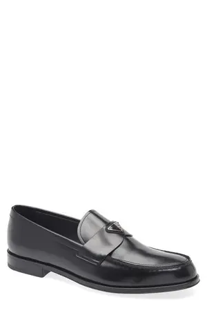 Prada Triangle Logo Leather Loafer