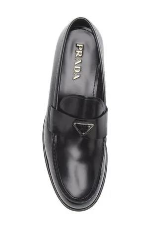 Prada Triangle Logo Leather Loafer