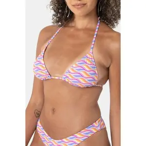 Roxy High Tide Tiki Triangle Bikini Top - Pink Combo